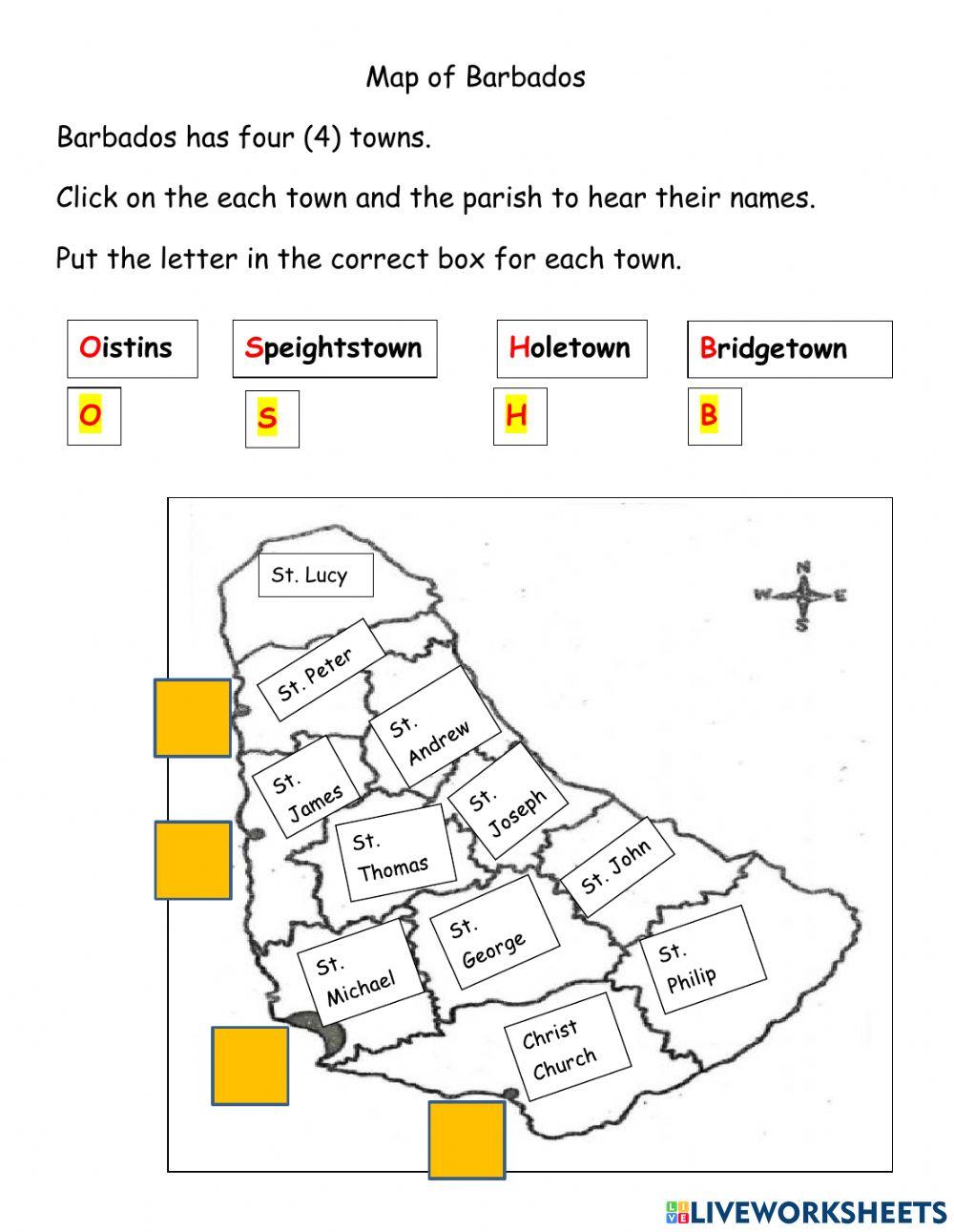 Barbados- Parishes and Towns online exercise for | Live Worksheets