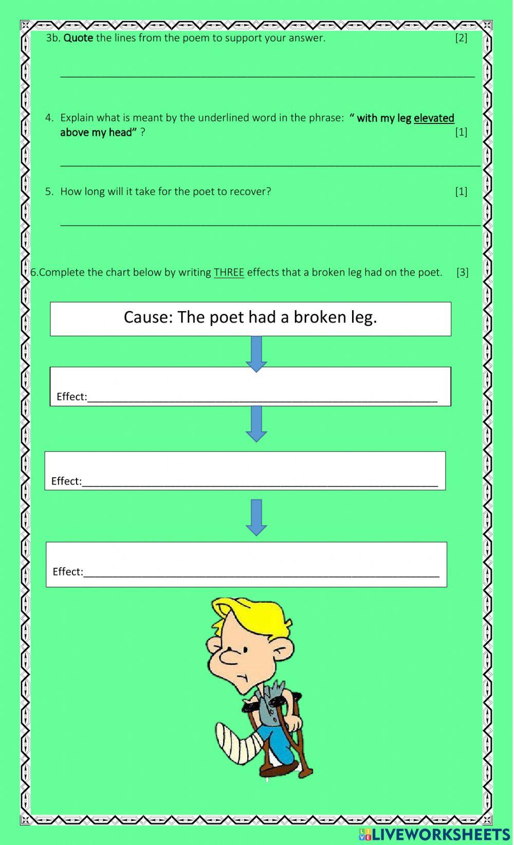 Broken Leg | Free Interactive Worksheets | 774952
