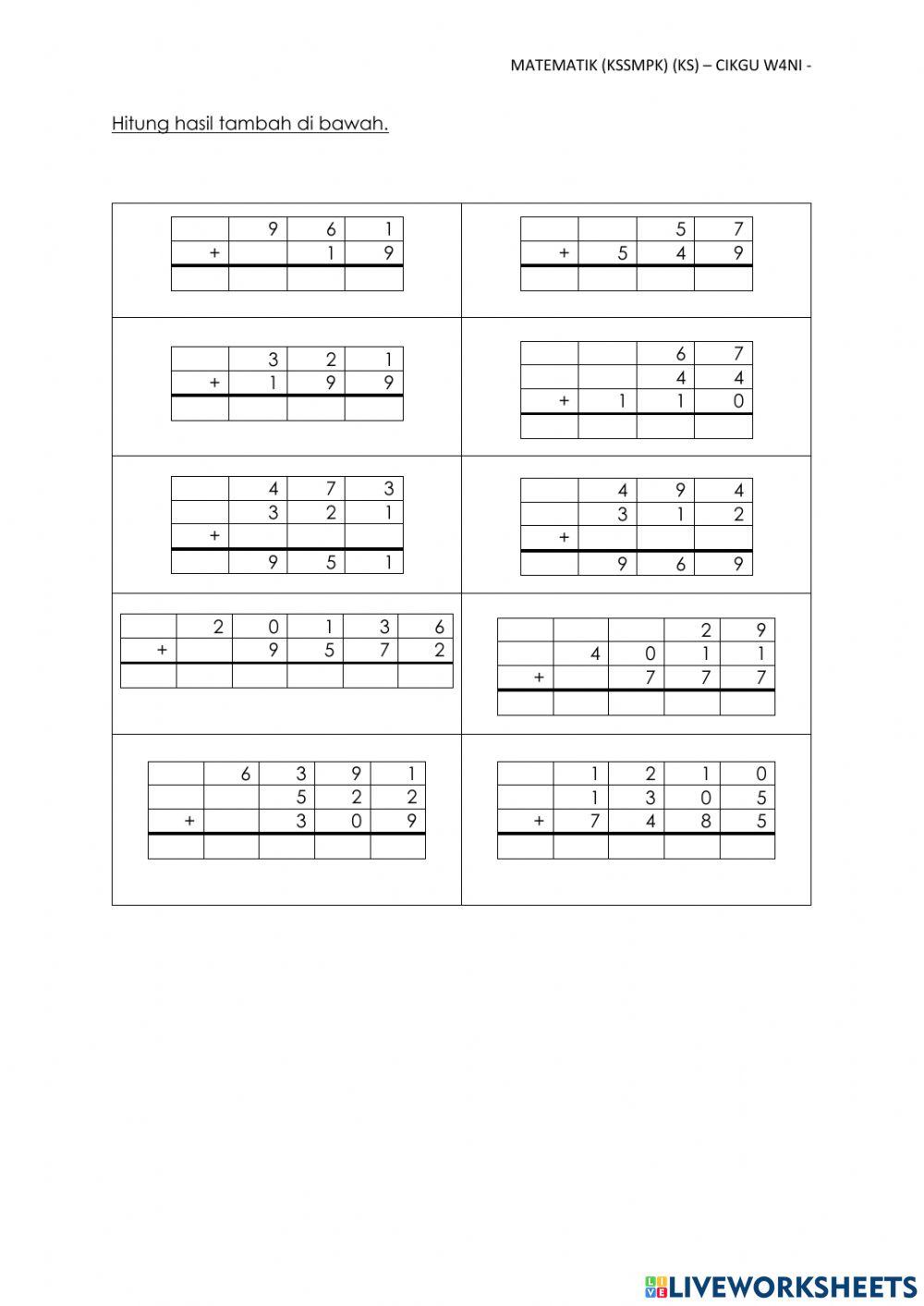 Matematik Pendidikan Khas online activity for PENDIDIKAN KHAS (KS ...