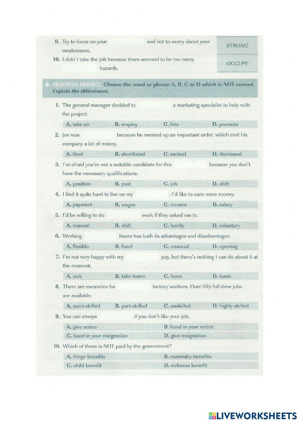 Jobs-1.B online exercise for | Live Worksheets