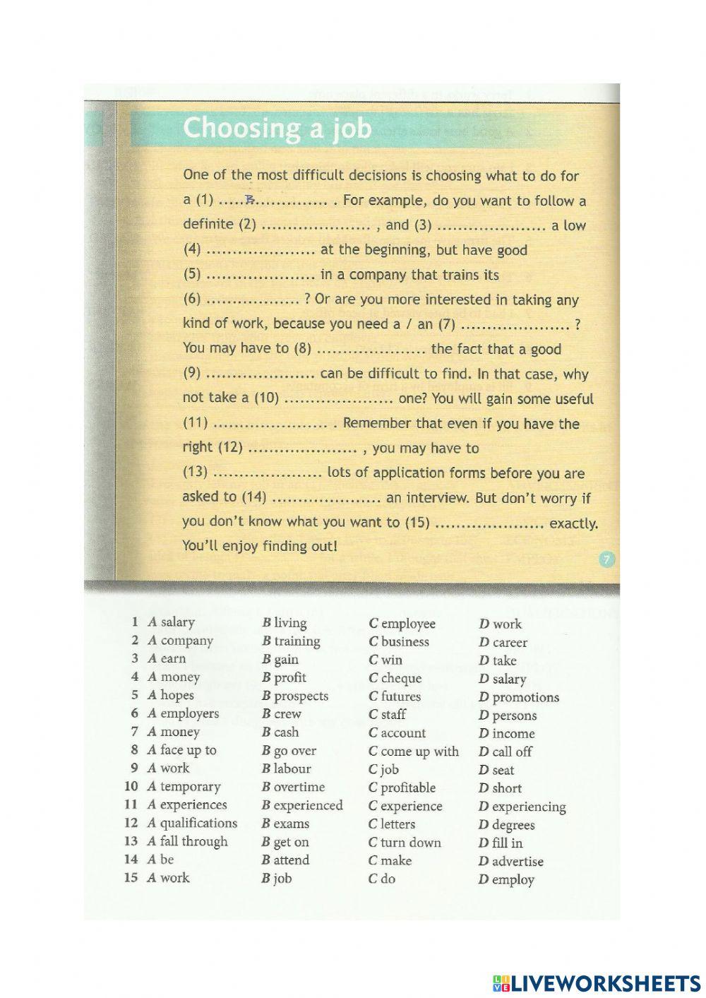 Jobs-1.B online exercise for | Live Worksheets