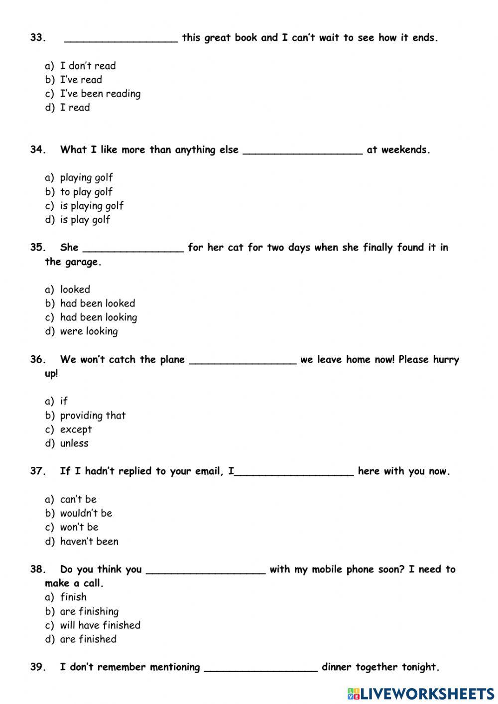 Placement skills worksheet | Live Worksheets