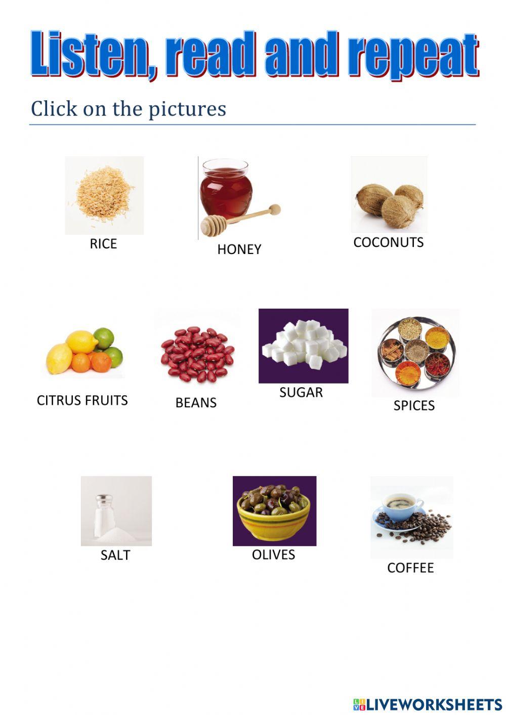 Listen read and repeat food tiger 6 macmillan worksheet | Live Worksheets