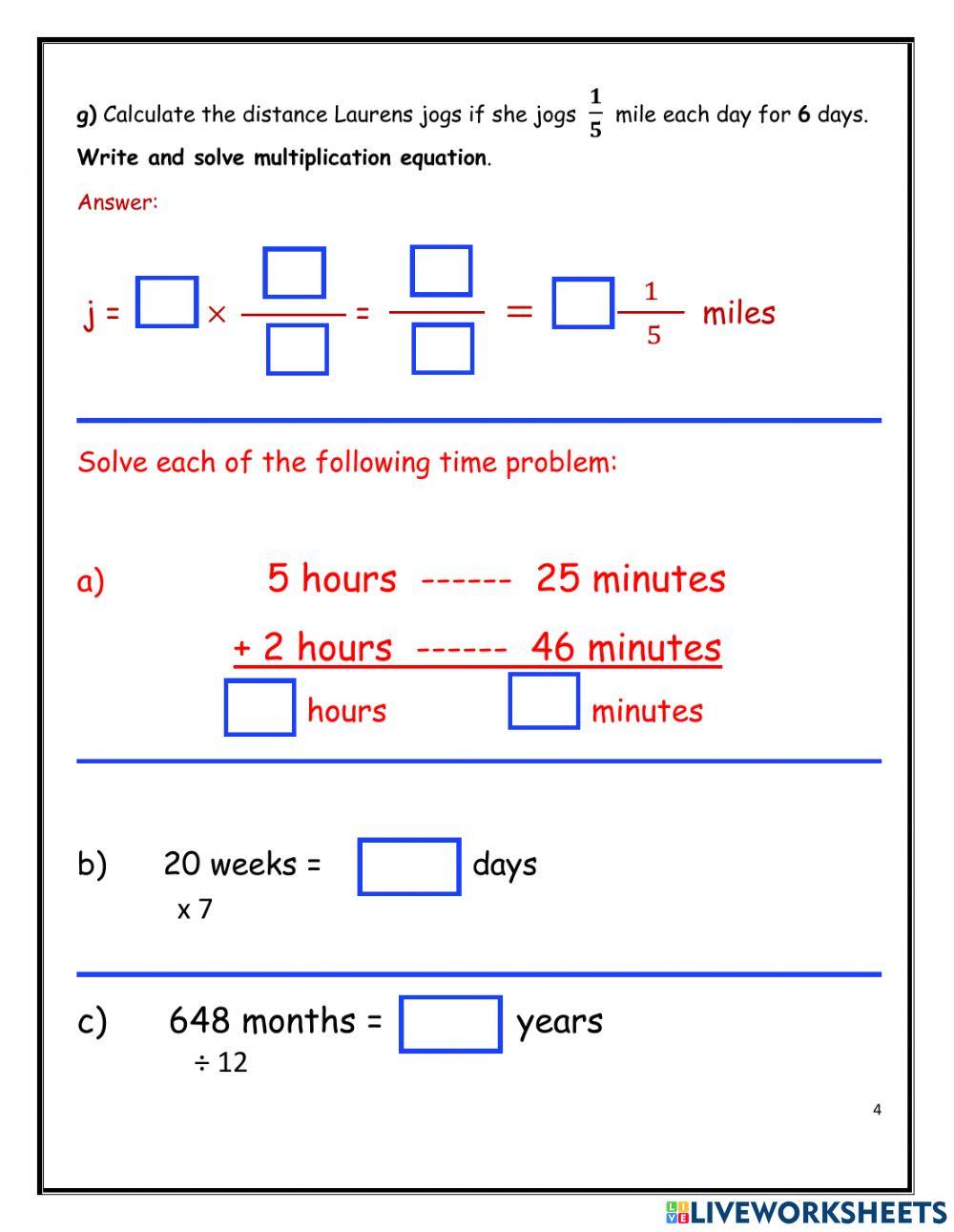 Extend Multiplication Concepts to Fractions worksheet | Live Worksheets