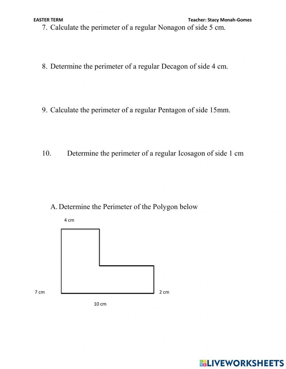 Pdf online activity: Perimeter | Live Worksheets
