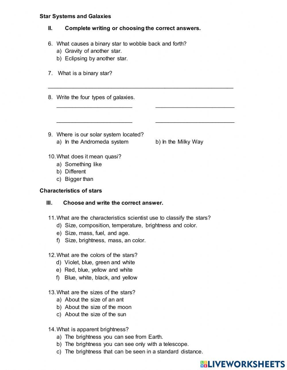 Science online exercise for 6th | Live Worksheets