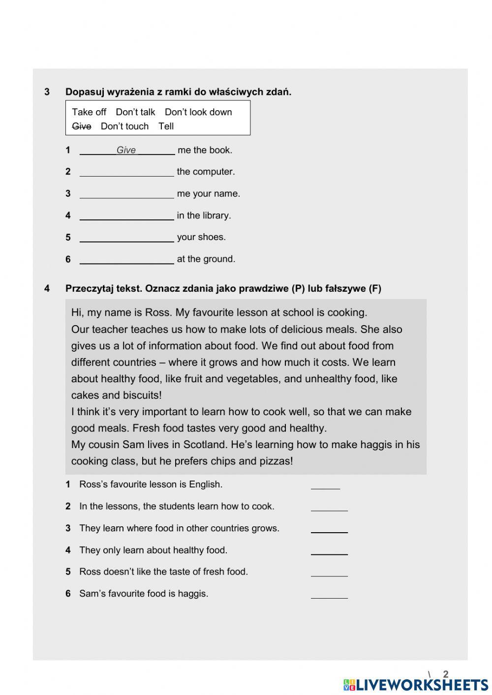 4 unit 3 class test ppp worksheet | Live Worksheets