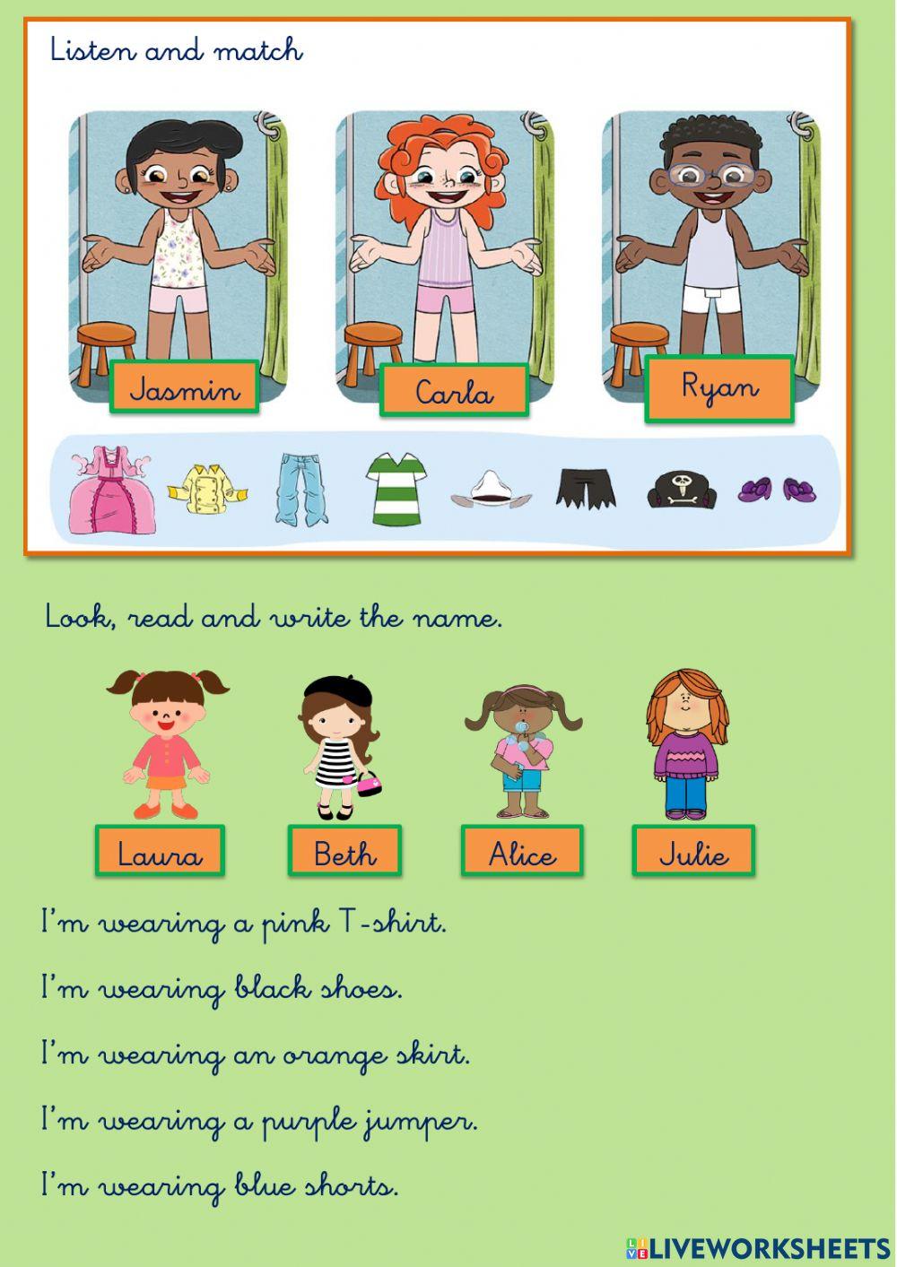 Clothes 3 worksheet for Grade 2 | Live Worksheets