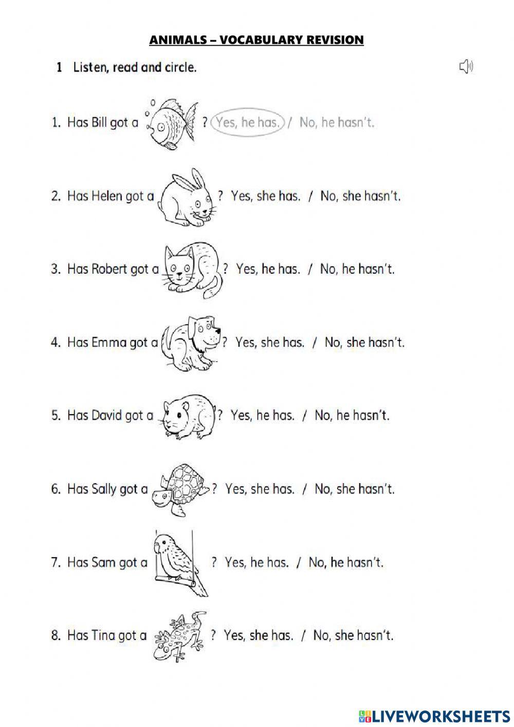 Animals online exercise for 6th grade | Live Worksheets