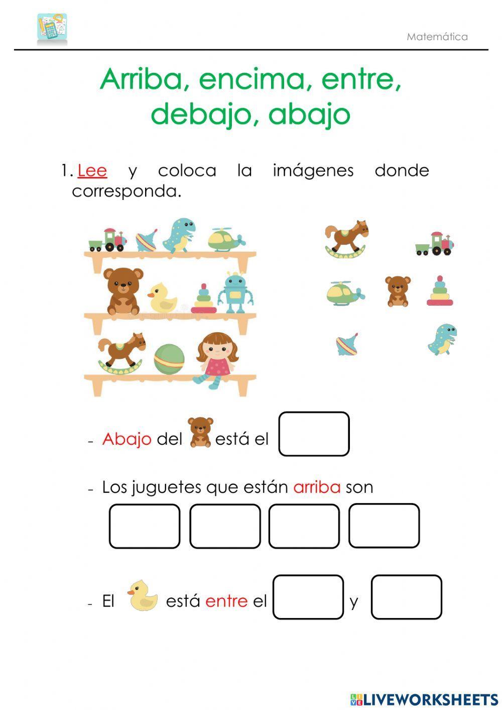 Arriba, encima,… | Free Interactive Worksheets | 776742