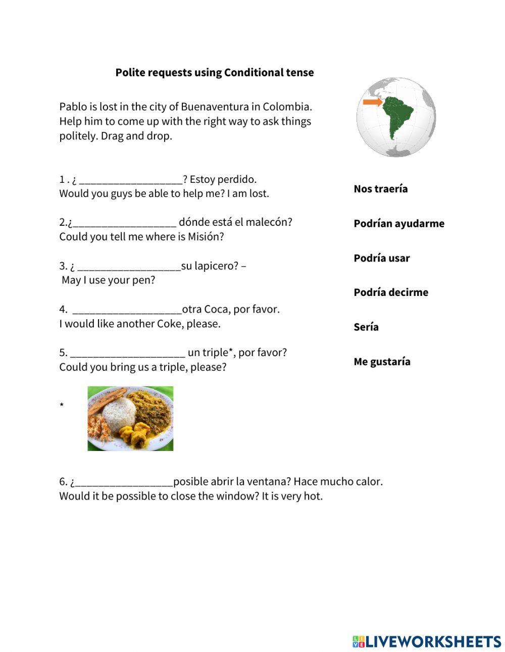 Conditional Tense Verbo Condicional Worksheet Live Worksheets