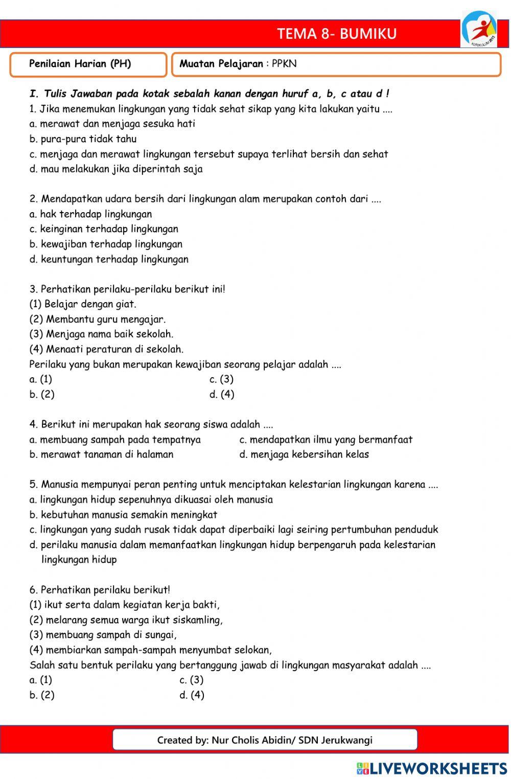 Tema 8 PH PPKN worksheet | Live Worksheets