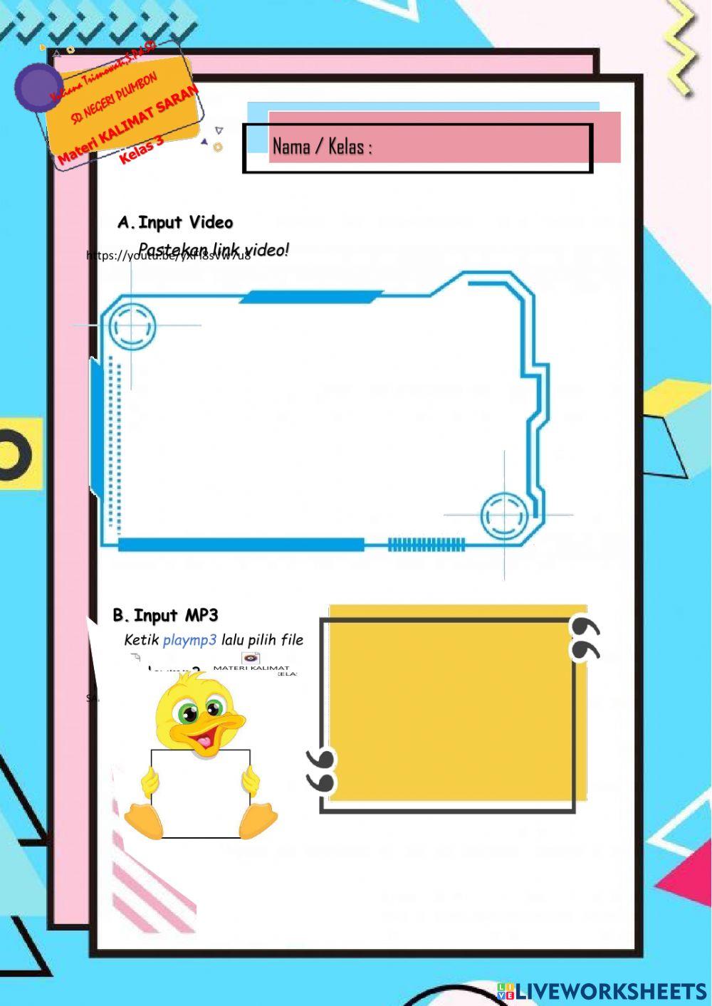 Kalimat saran interactive worksheet | Live Worksheets
