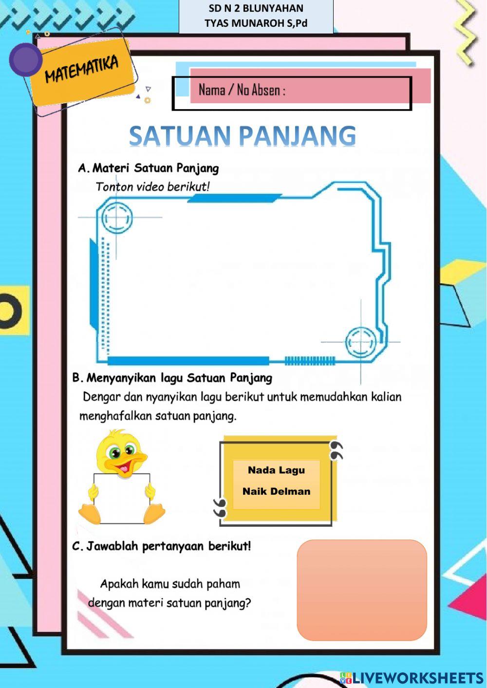 Satuan Panjang | Free Interactive Worksheets | 834257
