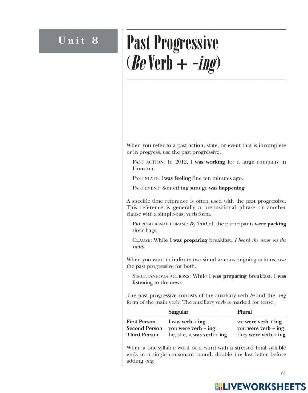 Past Cont Exercises (basics) 4894541 | Socks | Live