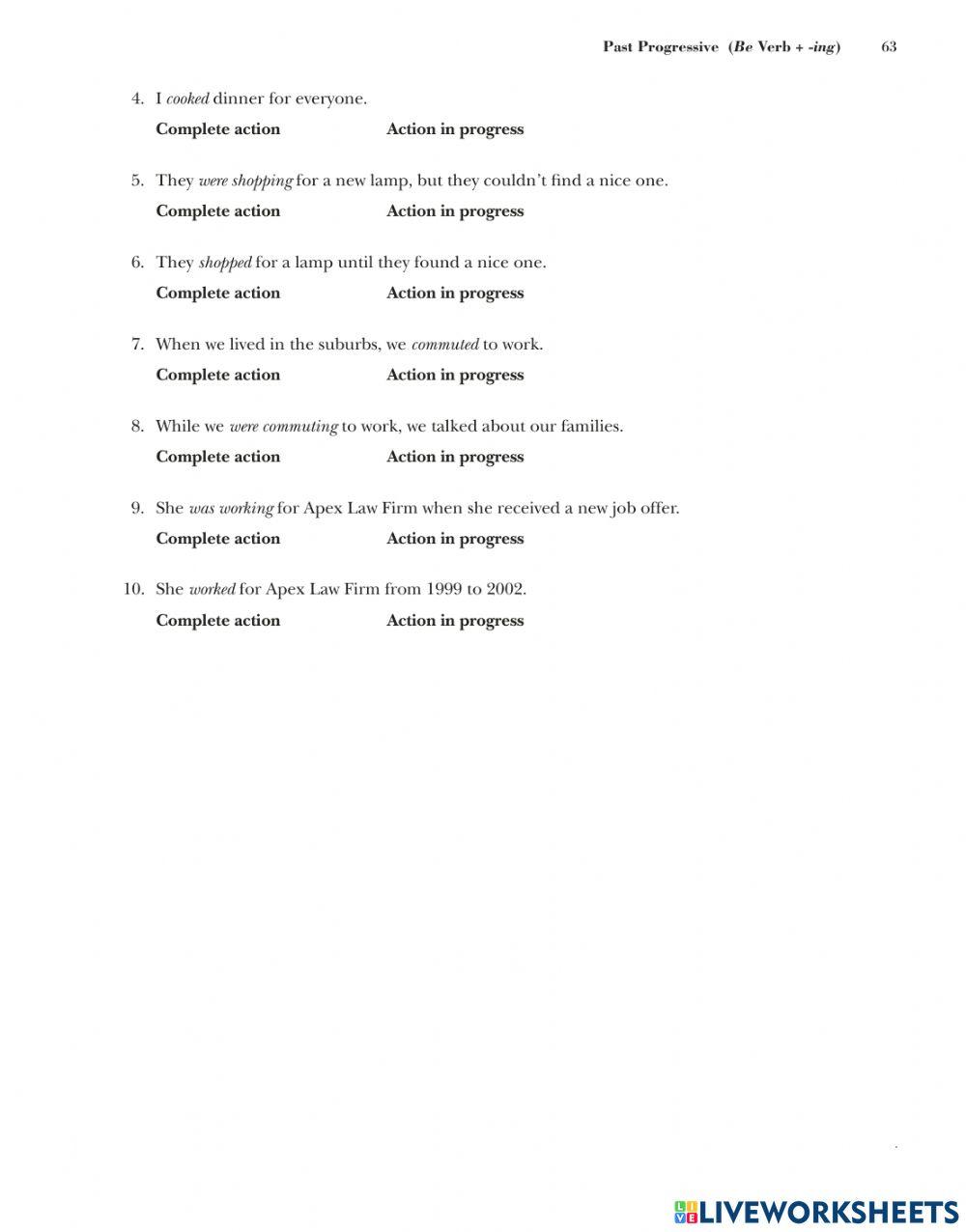 Past Cont Exercises (basics) 4894541 | Socks | Live