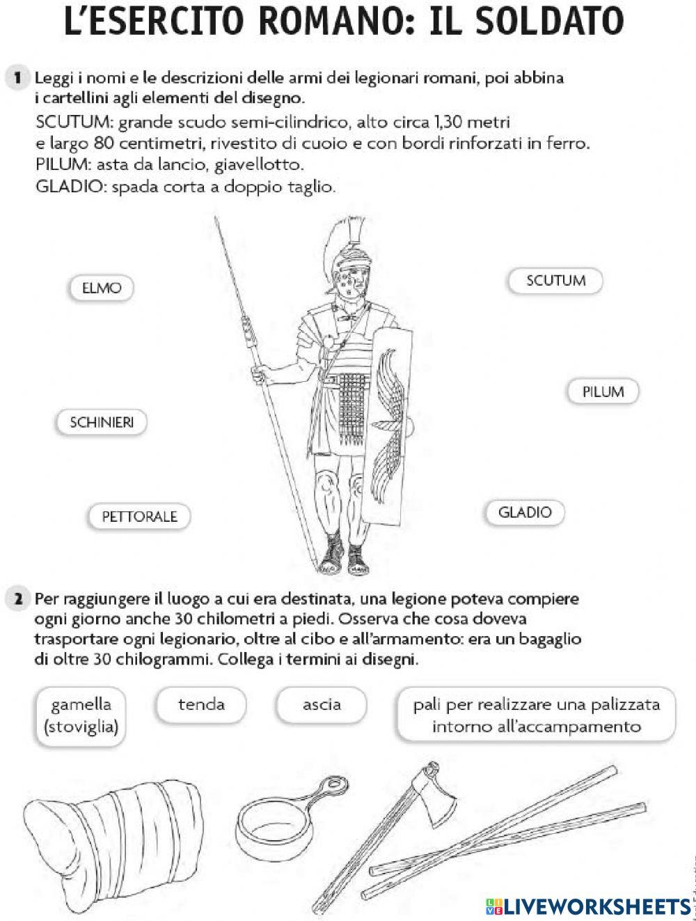Il soldato romano worksheet | Live Worksheets