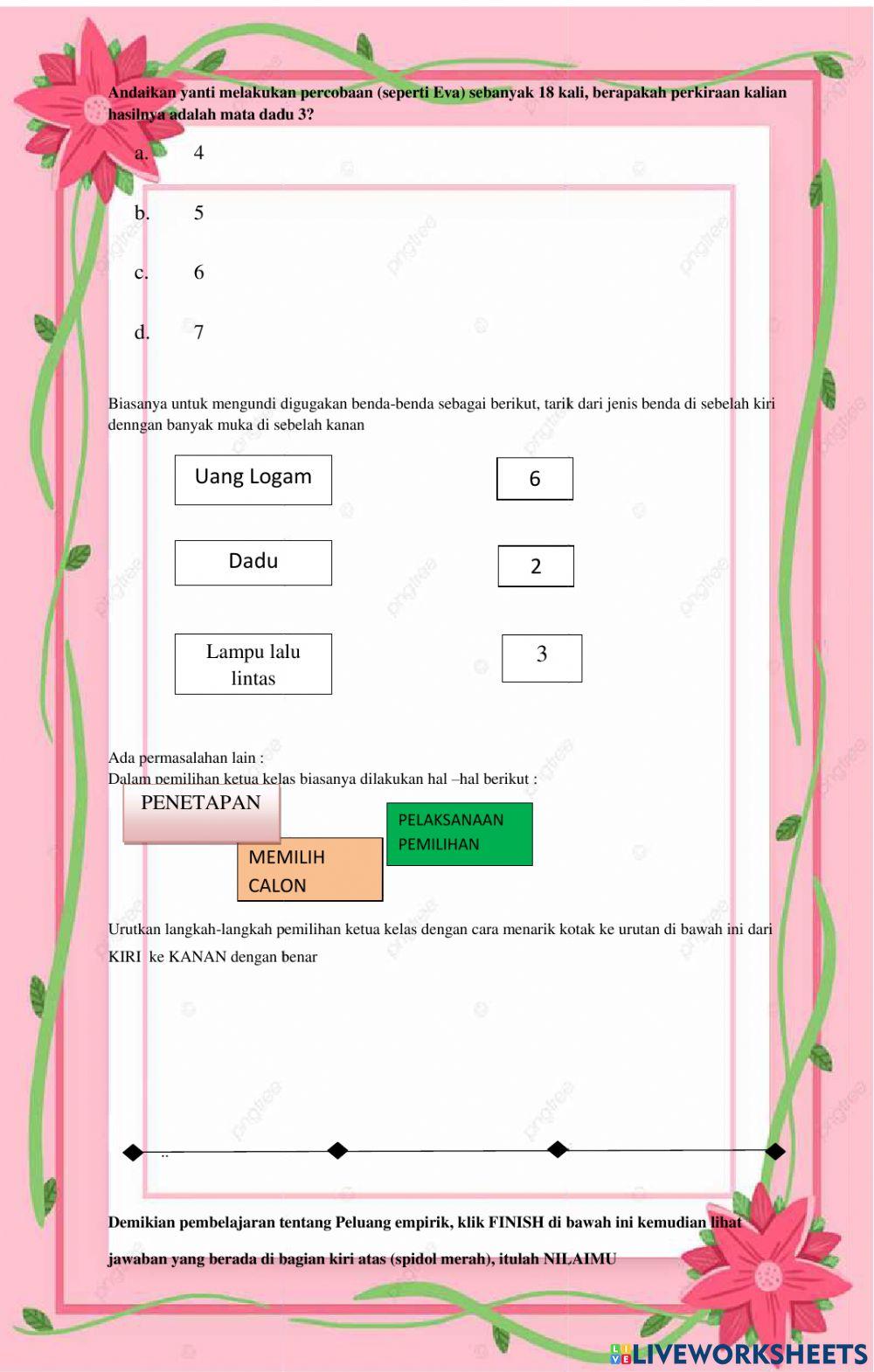 Peluang online worksheet for VIII | Live Worksheets