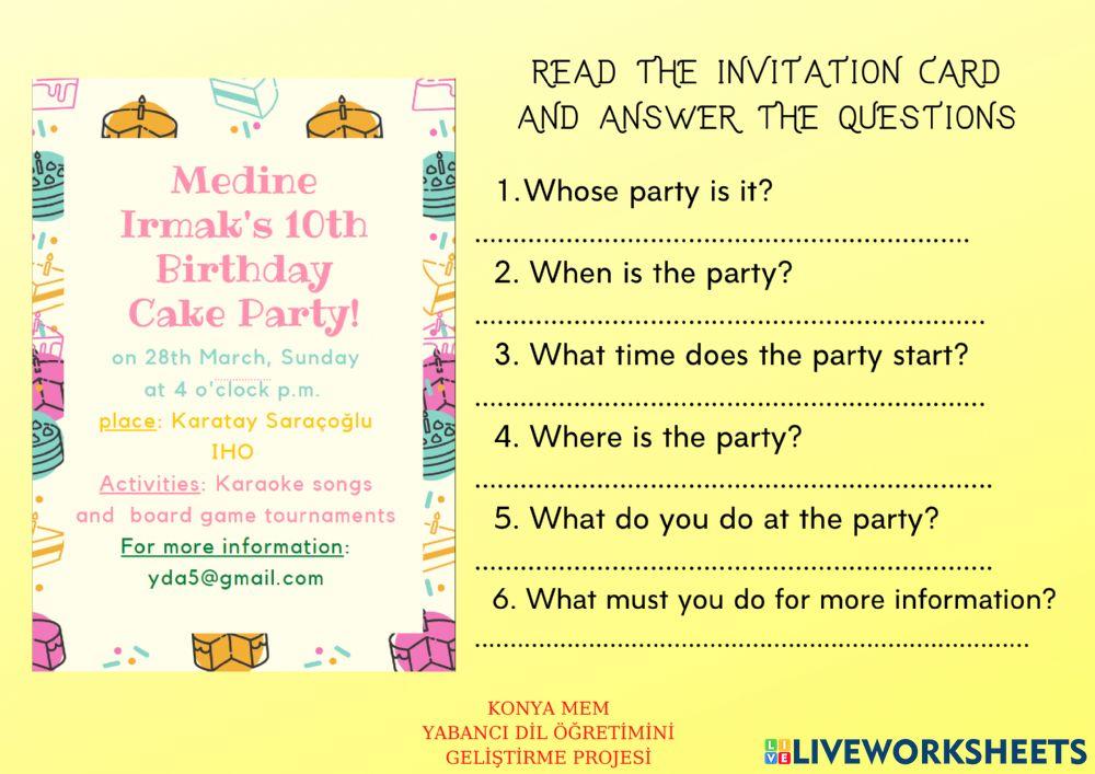 PARTY TIME 2 online exercise for | Live Worksheets