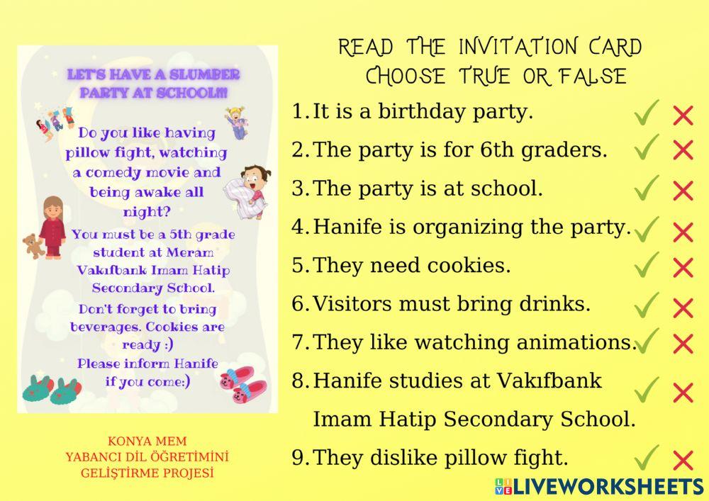 PARTY TIME 2 online exercise for | Live Worksheets