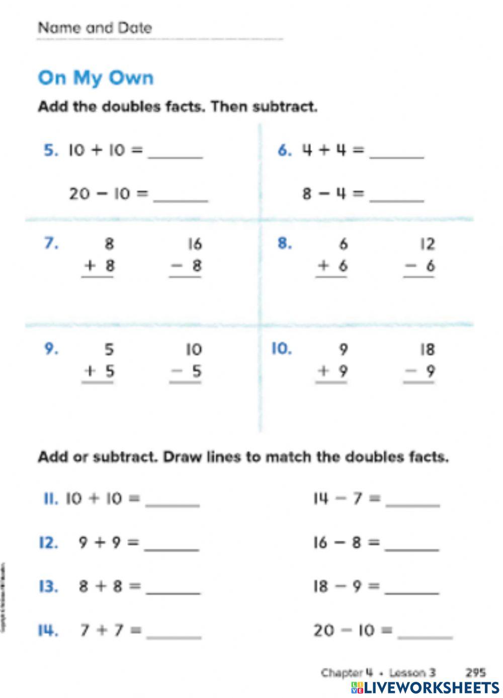 Making doubles 835992 | Avishka | Live Worksheets