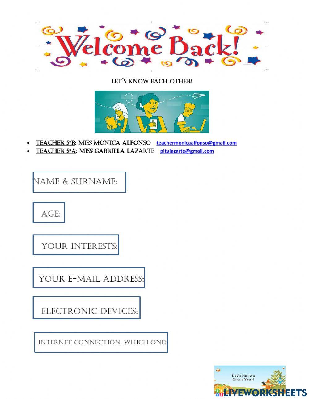 Activity 1 Introduce yourself worksheet | Live Worksheets