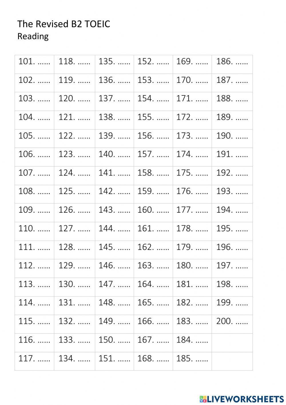 TOEIC Reading P.T. 1 worksheet | Live Worksheets