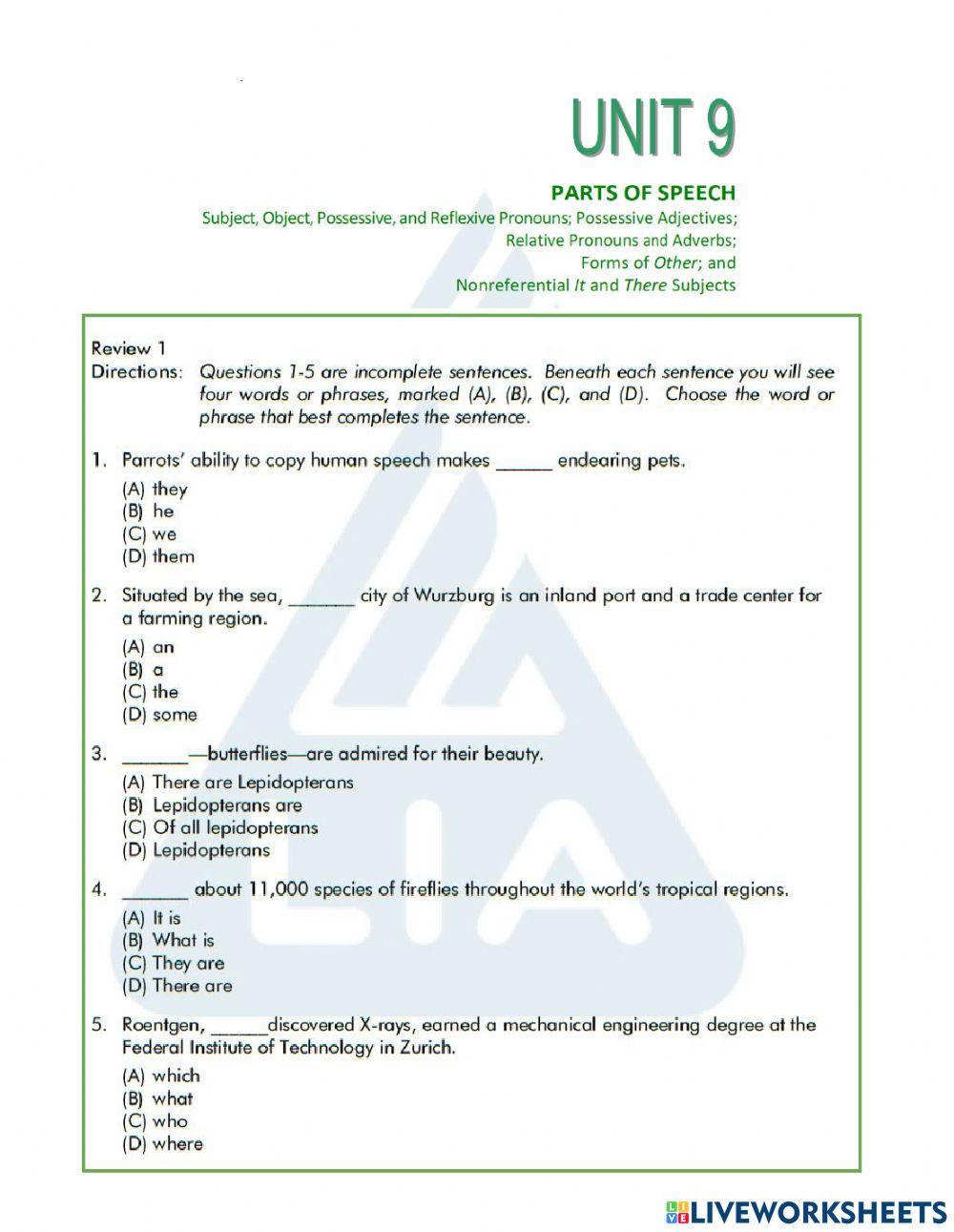 TP 1 - Unit 9 - Assignment online exercise for | Live Worksheets
