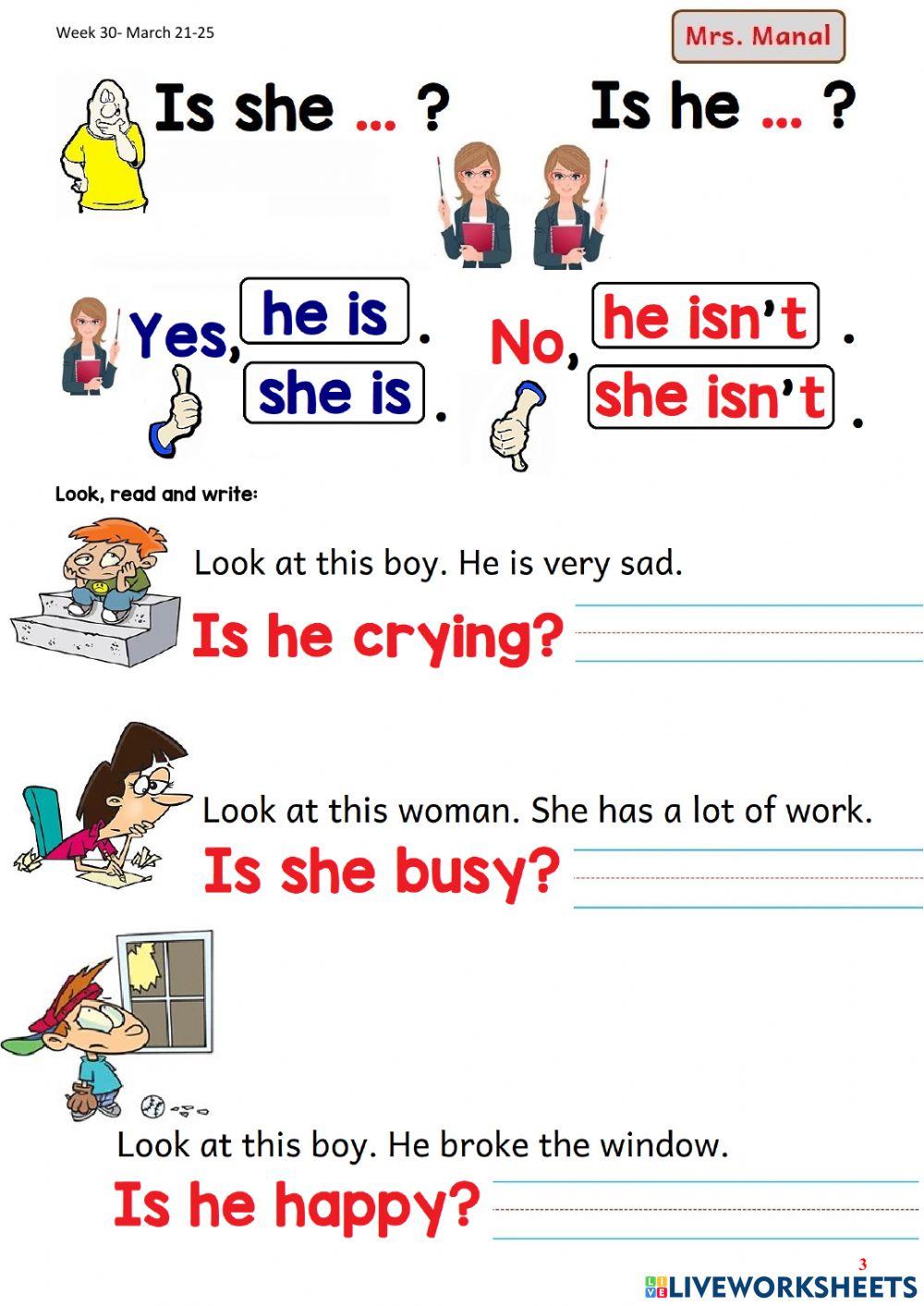 Activity- is he online exercise for | Live Worksheets