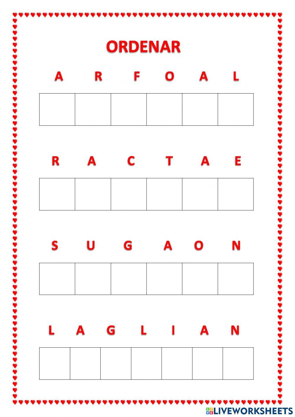 Ordenar palabras online pdf activity for Primero de primaria | Live ...