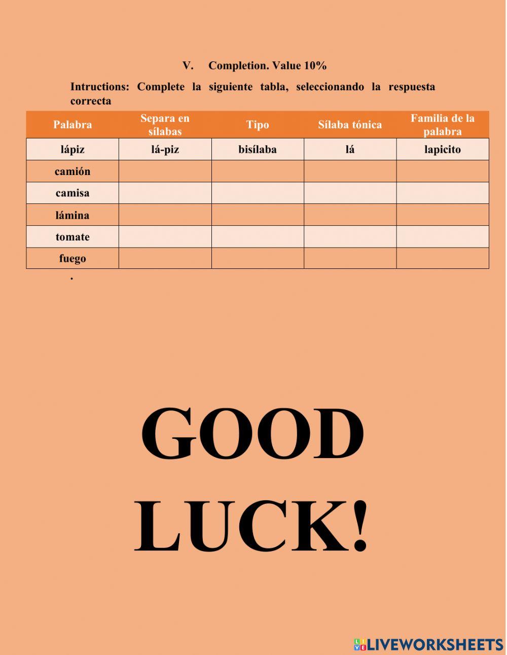 Español worksheet for 2 | Live Worksheets