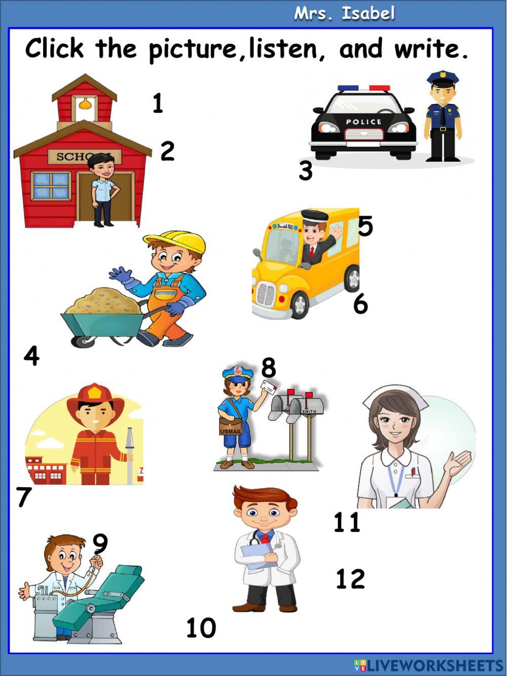 Community Workers online activity for Grade 2 | Live Worksheets