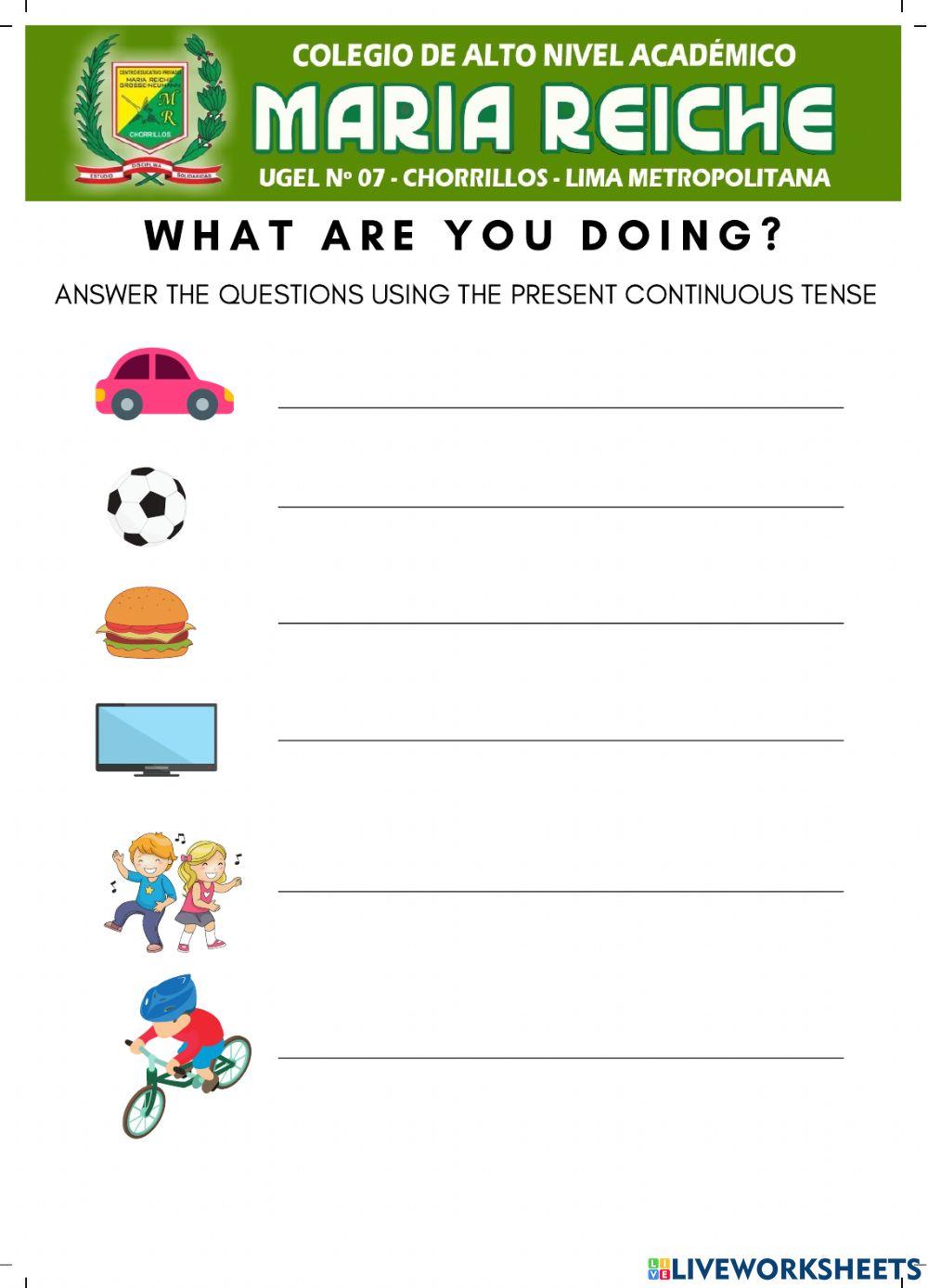 Presente progressivo worksheet | Live Worksheets