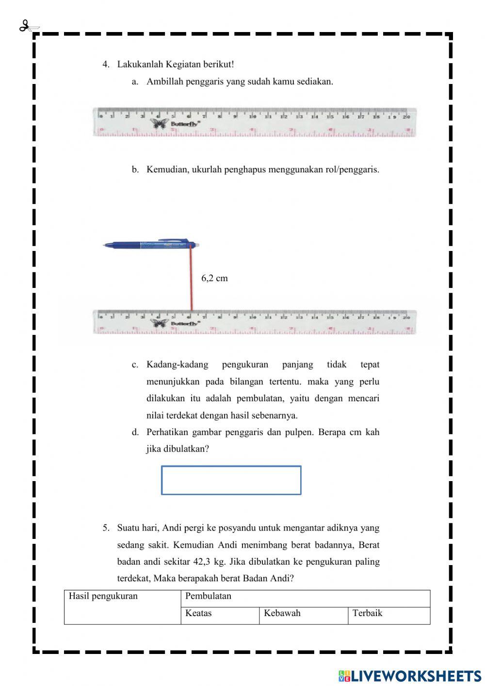 Pengukuran Panjang Dan Berat worksheet | Live Worksheets