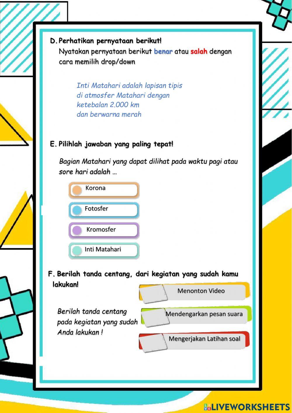 Latihan LKPD online exercise for Kelas VI | Live Worksheets