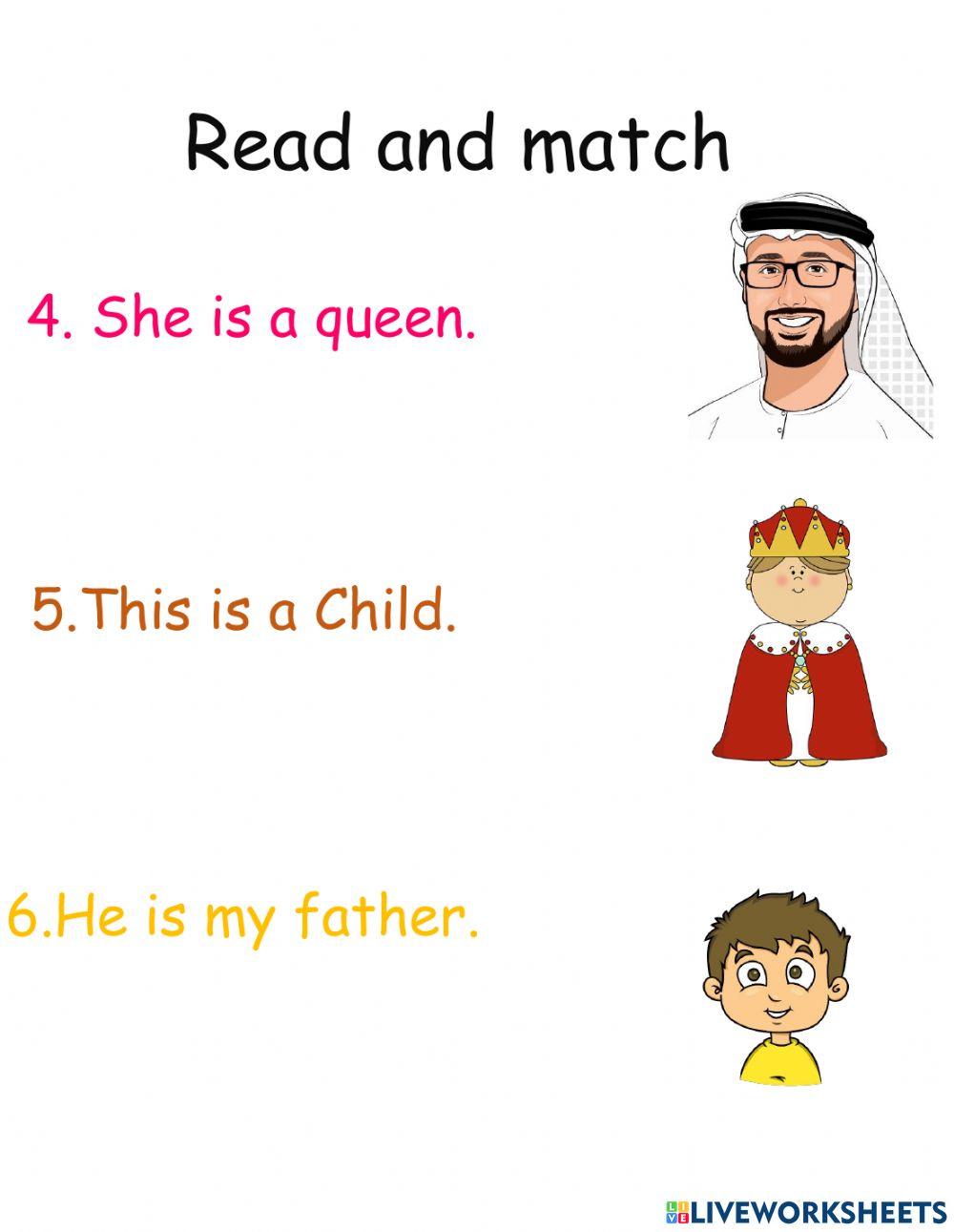 Read and match interactive exercise for grade 1 | Live Worksheets