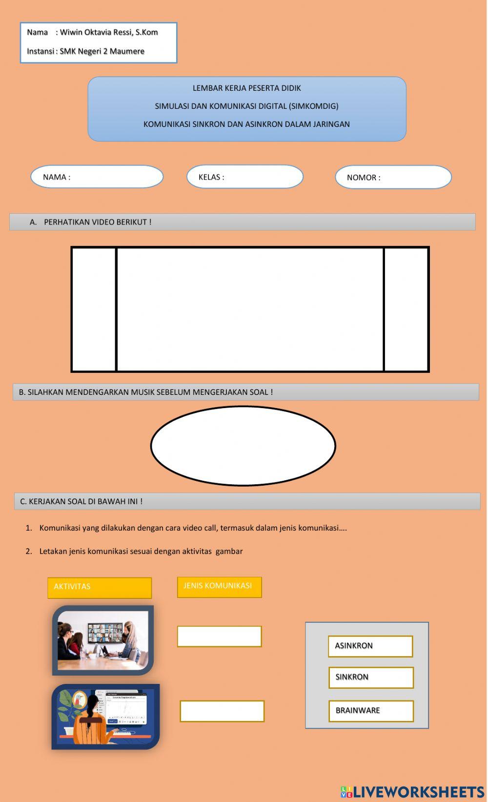 Komunikasi Sinkron dan Asinkron worksheet | Live Worksheets