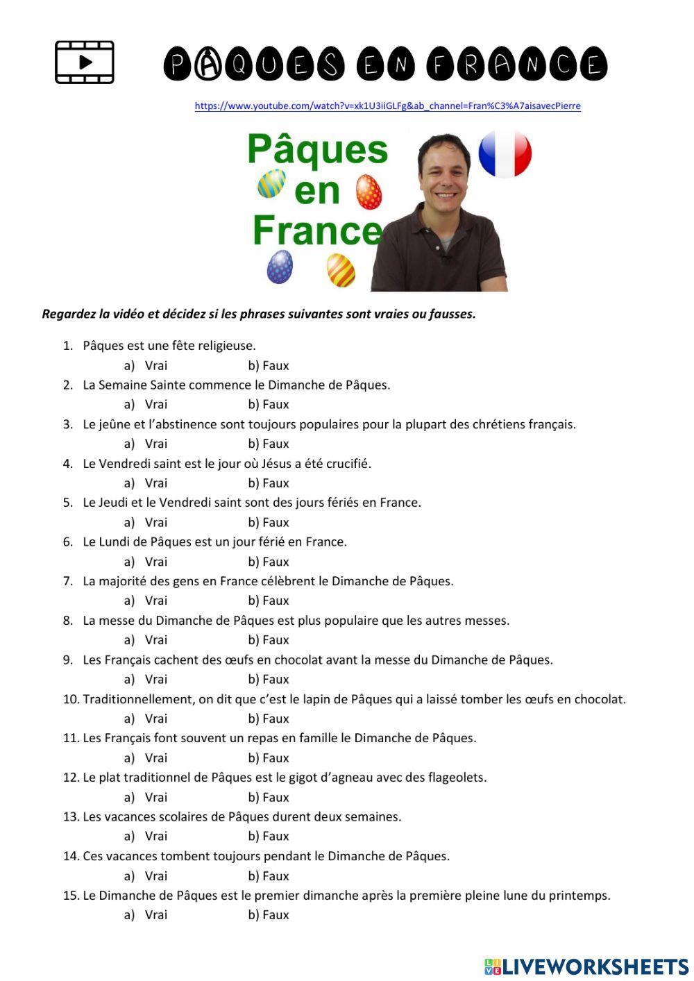 Vidéo - Pâques … | Free Interactive Worksheets | 838241