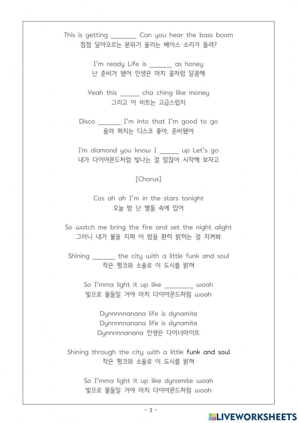 Dynamite exercise | Live Worksheets