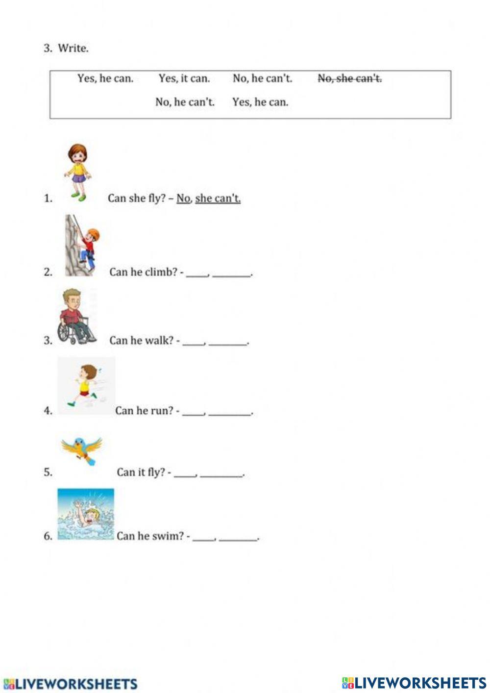 Can and Can-t activity | Live Worksheets