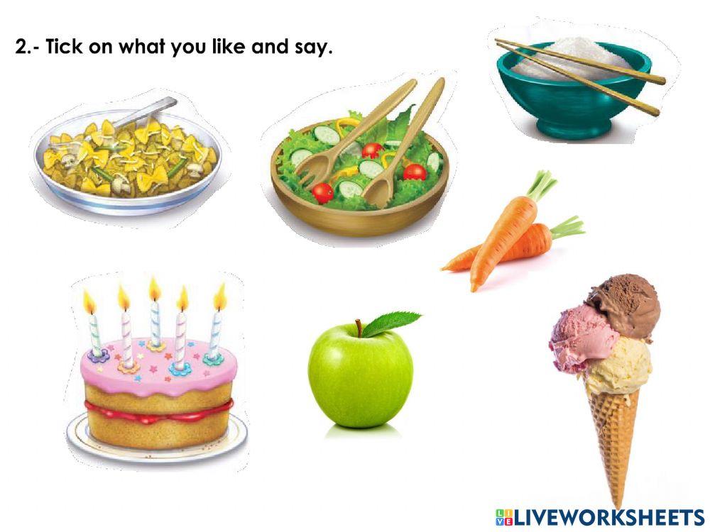 I like food interactive exercise | Live Worksheets