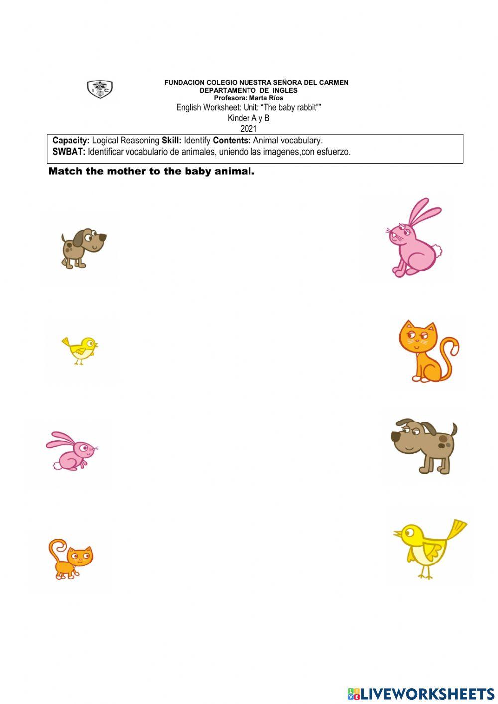 Animals and their babies online exercise for | Live Worksheets