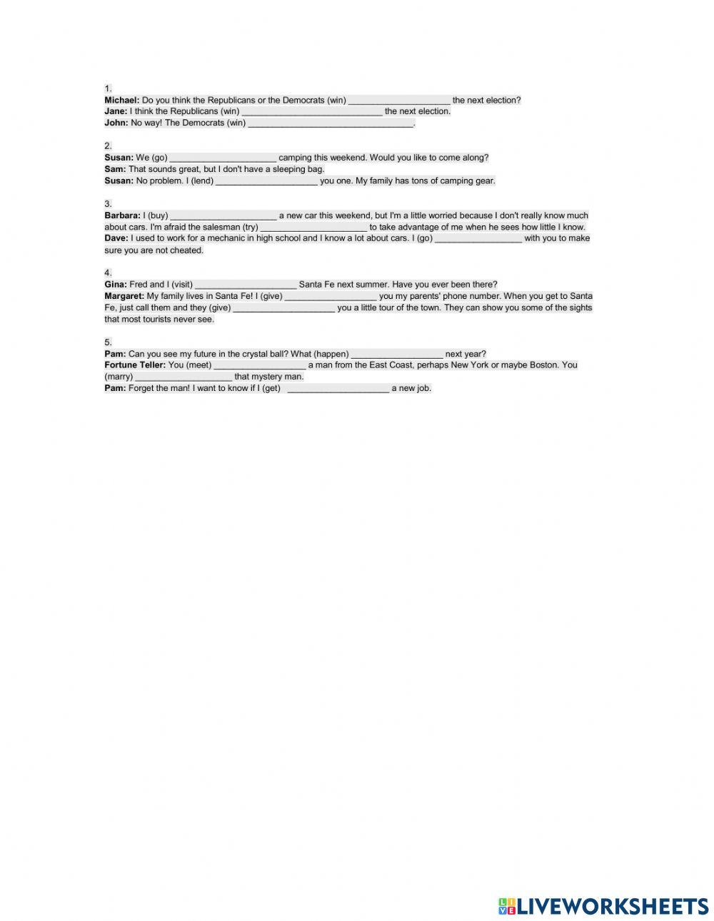 Going to-will interactive worksheet | Live Worksheets