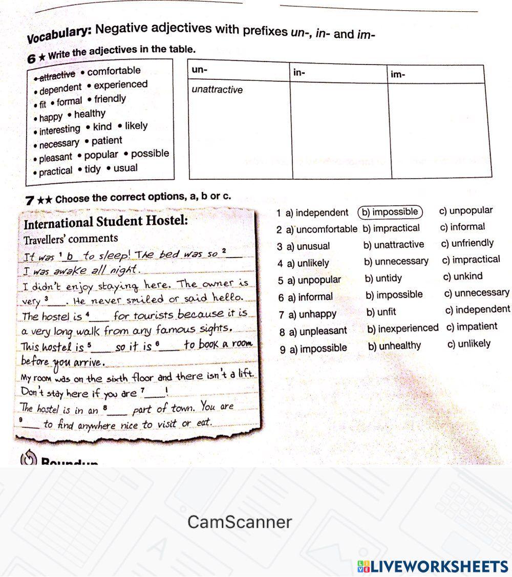 Negative adjectives (8th form) online exercise for | Live Worksheets