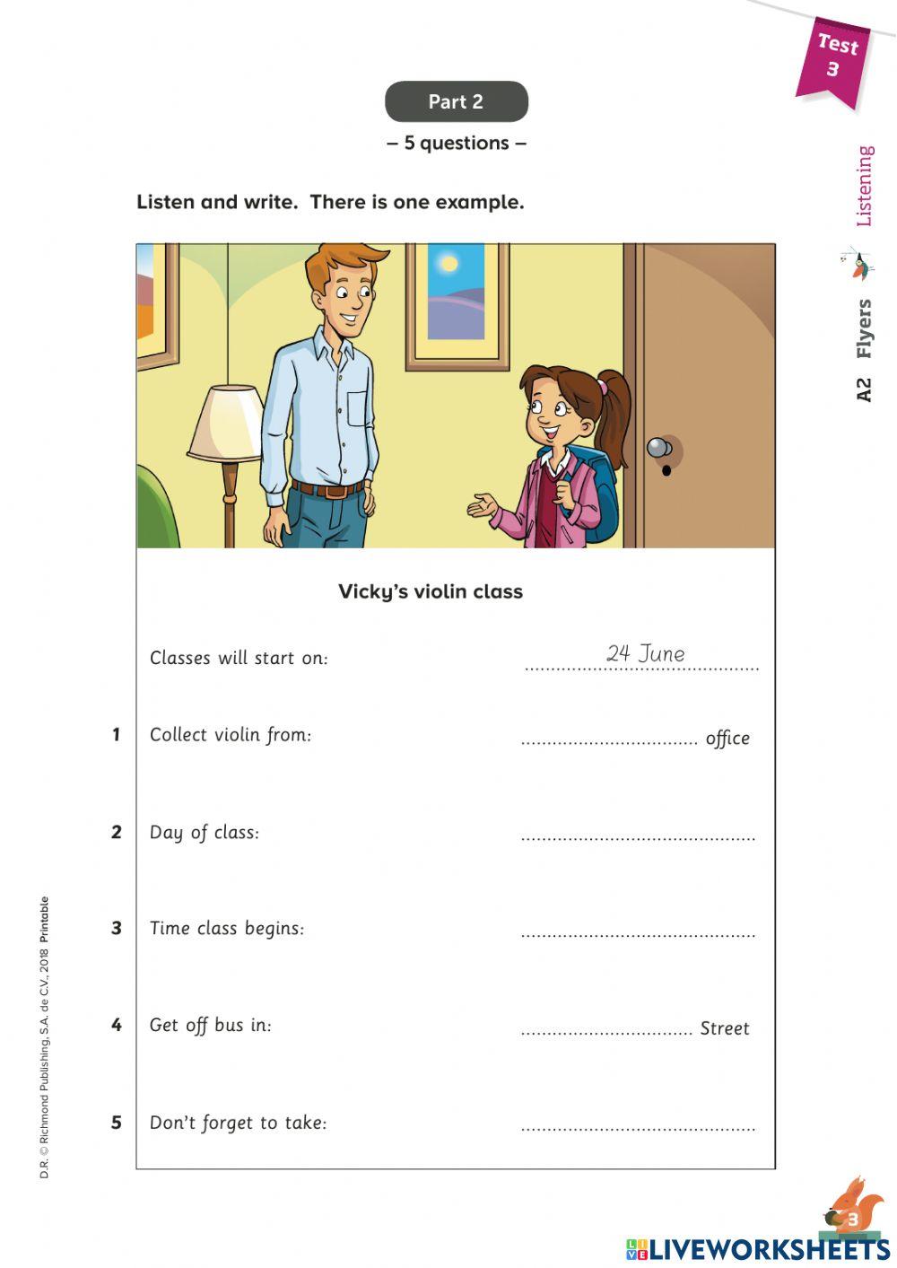 Flyers Test 3 -… | Free Interactive Worksheets | 6495157