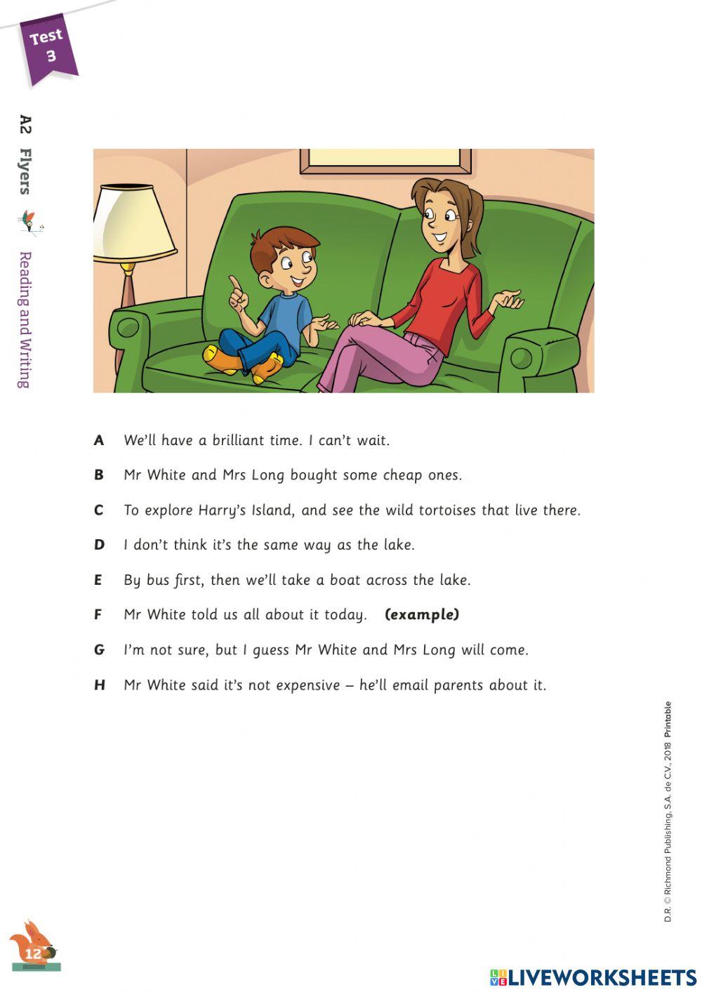 Flyers Test 3 -… | Free Interactive Worksheets | 6495157