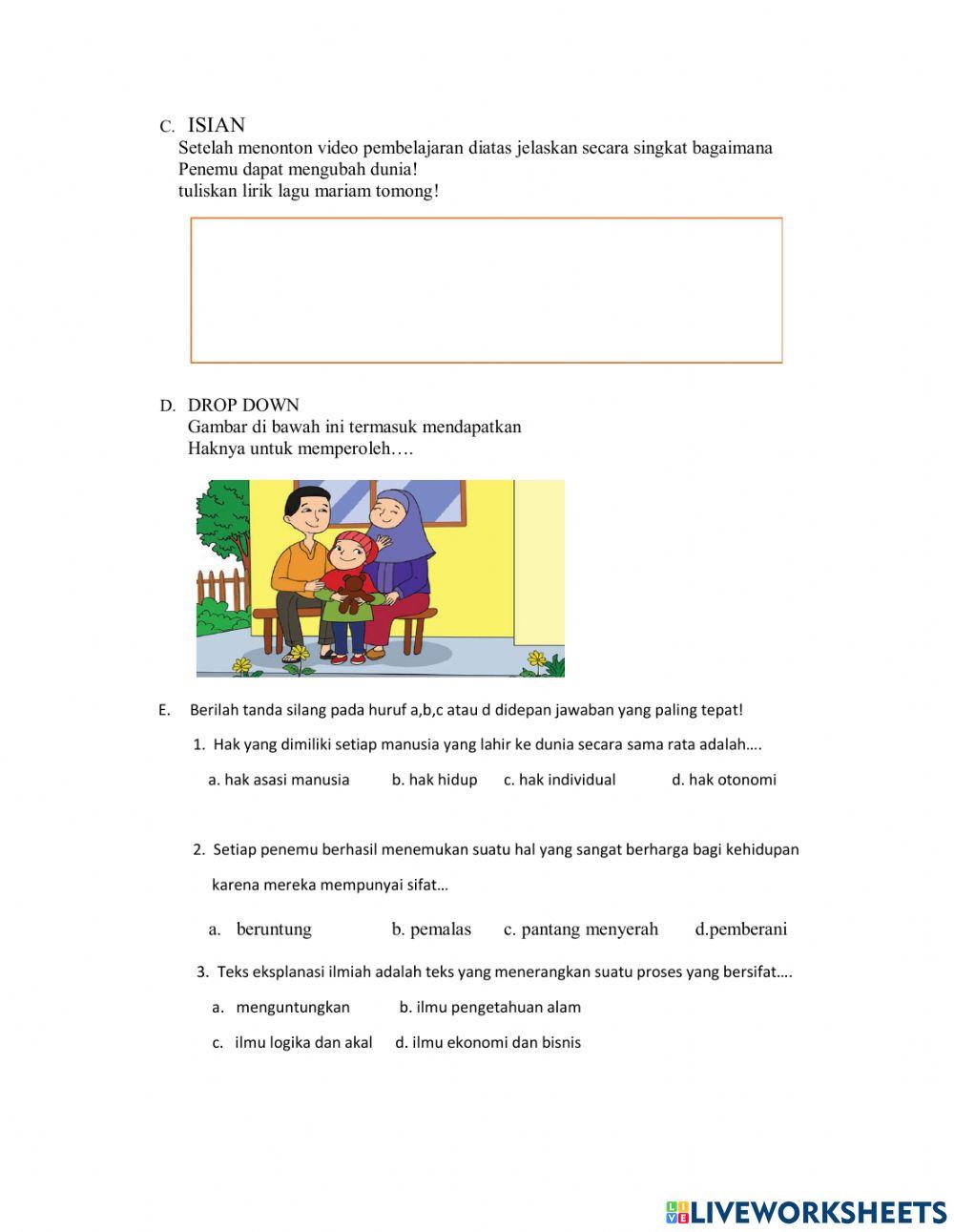 Lkpd online exercise for kelas 6 | Live Worksheets