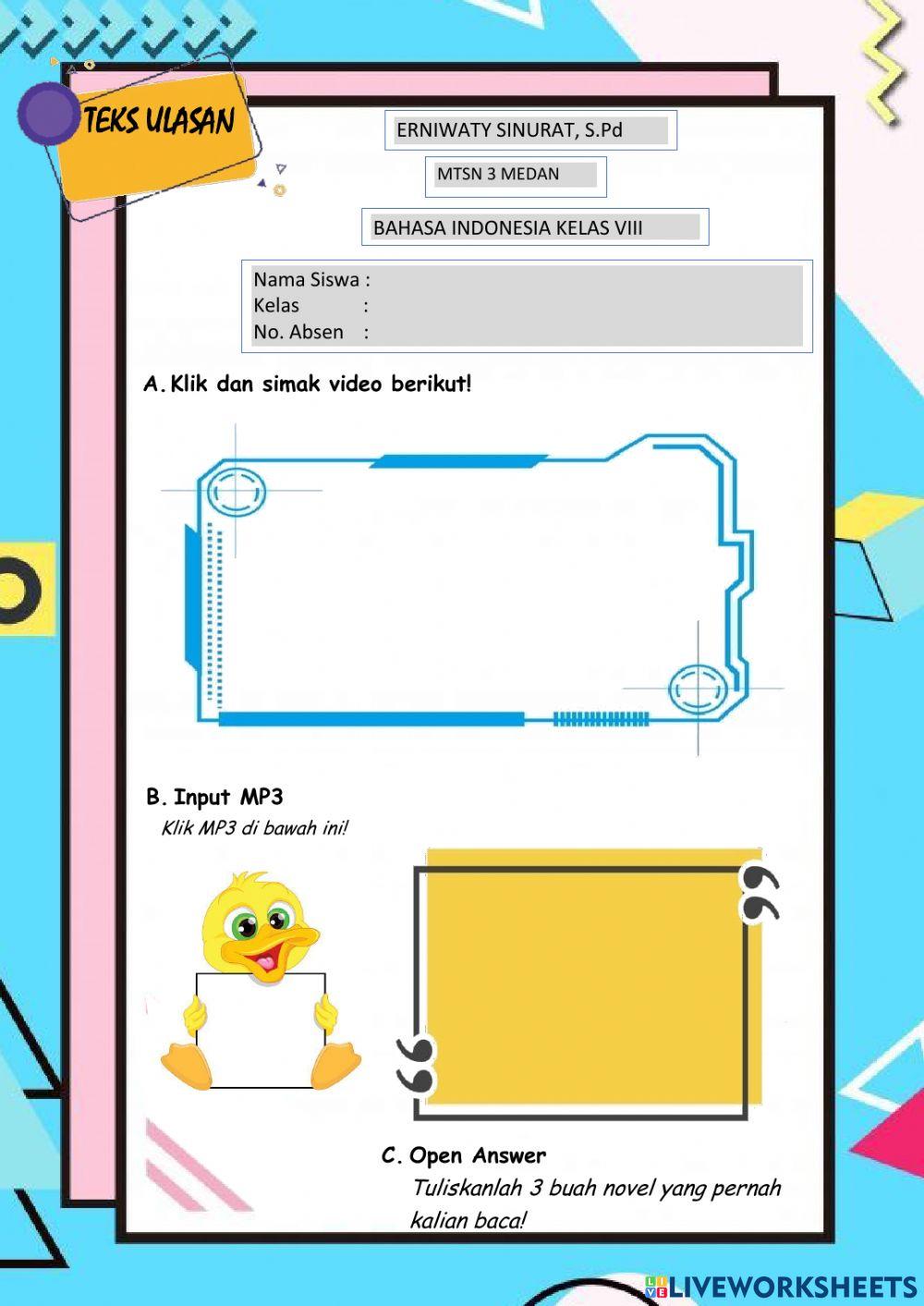 E-lkpd interactive worksheet for 8 | Live Worksheets