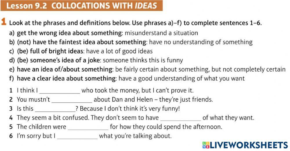 Collocations with ideas | claudiai_f2020 | Live