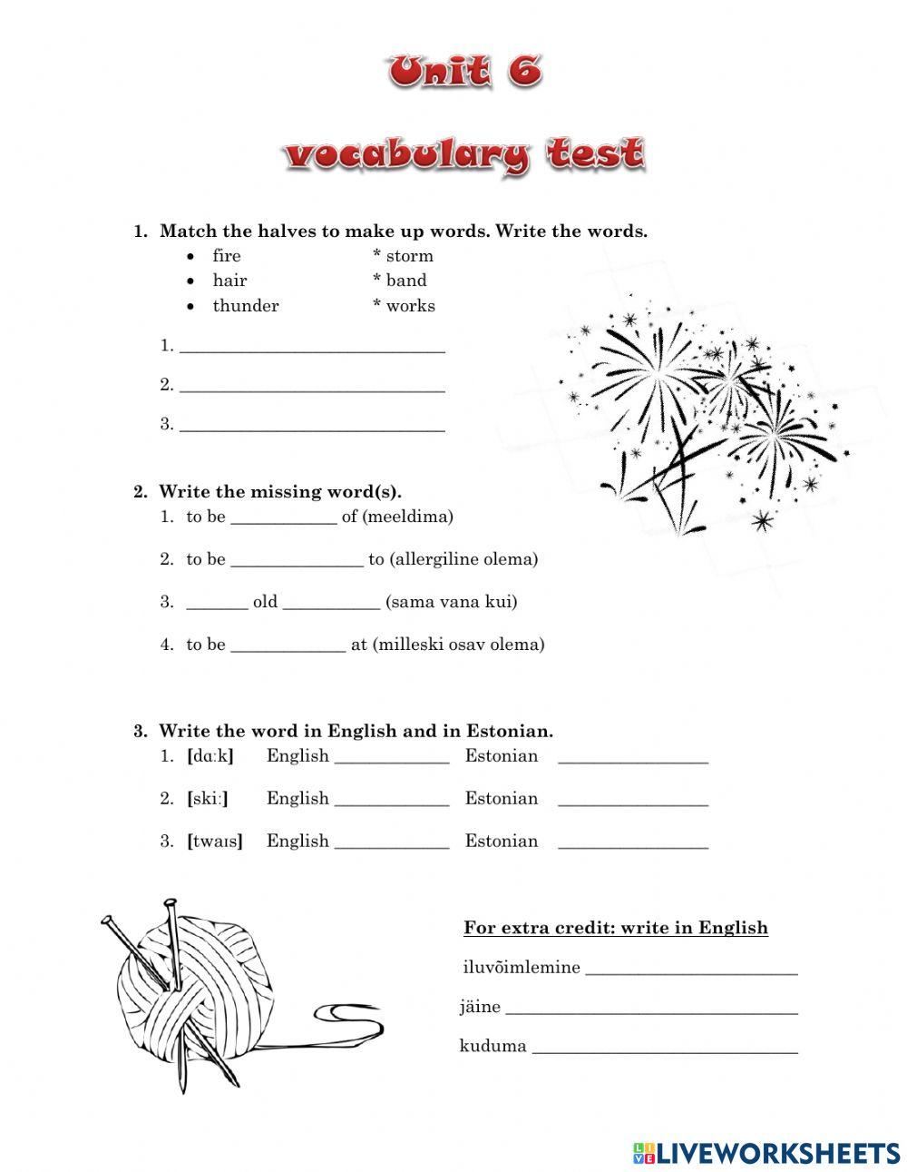 ILE 2 unit 6 vocabulary worksheet | Live Worksheets